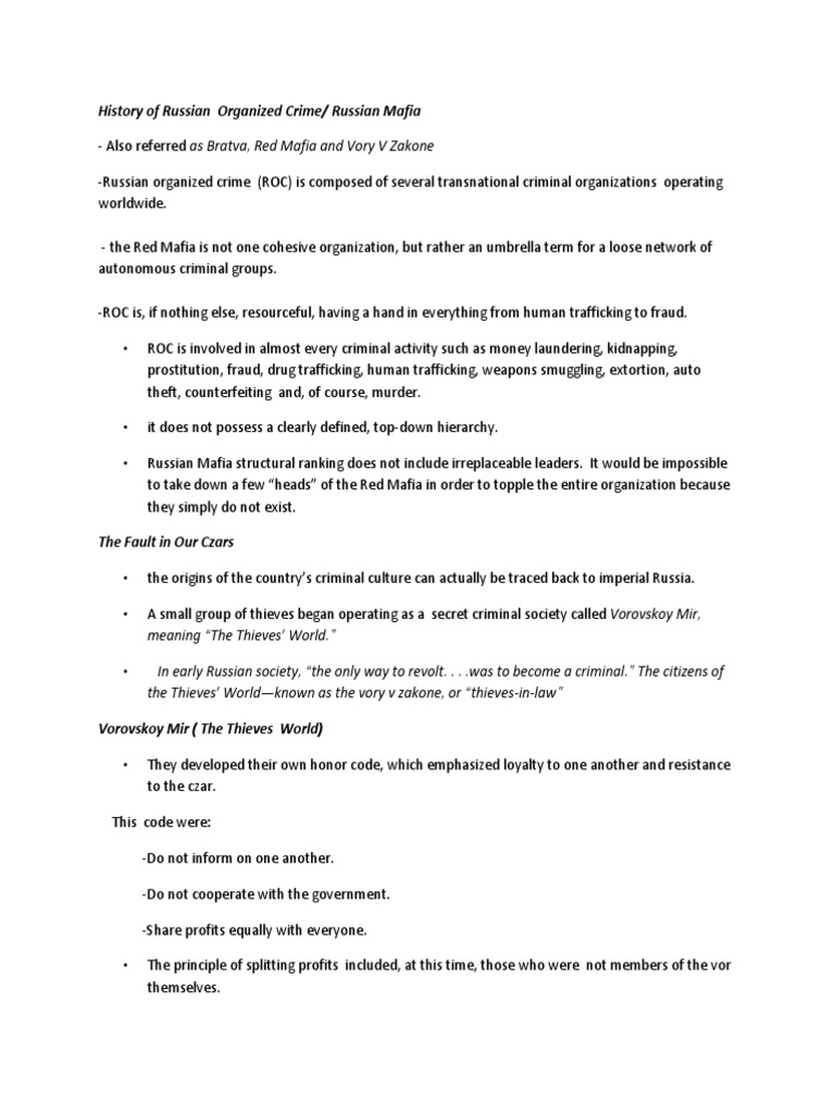History of the Russian Mafia | PDF | Organized Crime | Gang