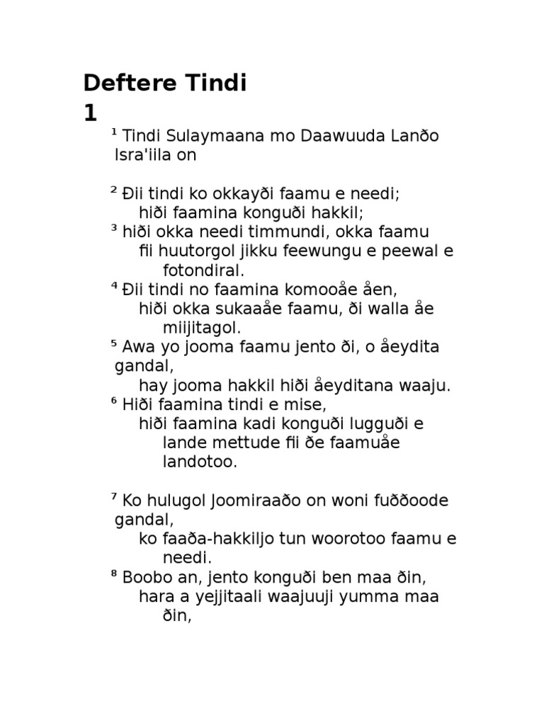 The Book of Proverbs in Pular Language | PDF