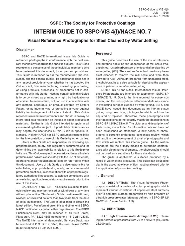 Guide To SSPC Vis 4 | PDF | Rust | Corrosion