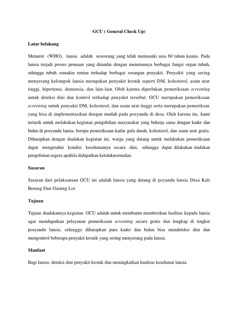 GCU (General Check Up) Latar Belakang | PDF | Sains & Matematika | Gaya ...