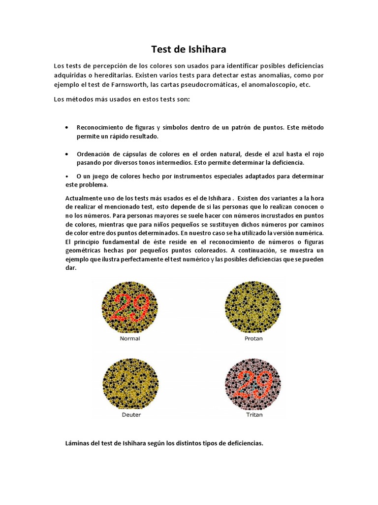 Test de Ishihara | Color | Sicología y ciencia cognitiva
