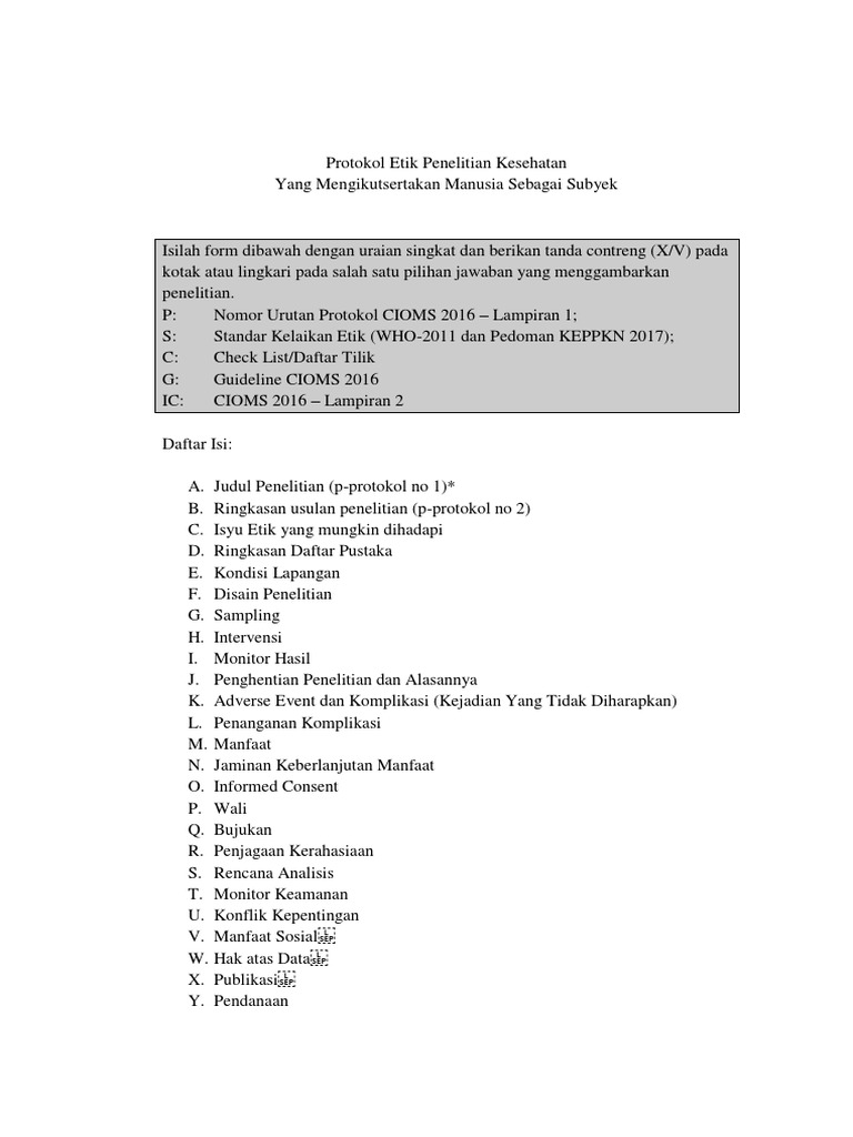 Contoh Protokol Etik | PDF | Sains & Matematika