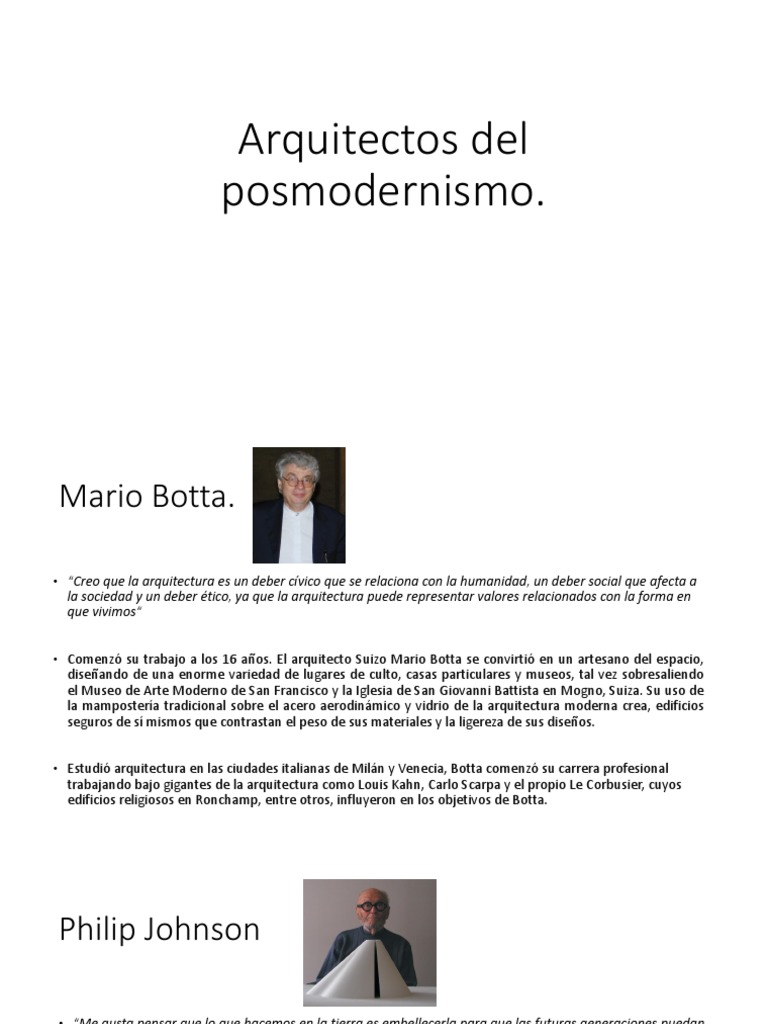 Arquitectos Del Postmodernismo | PDF