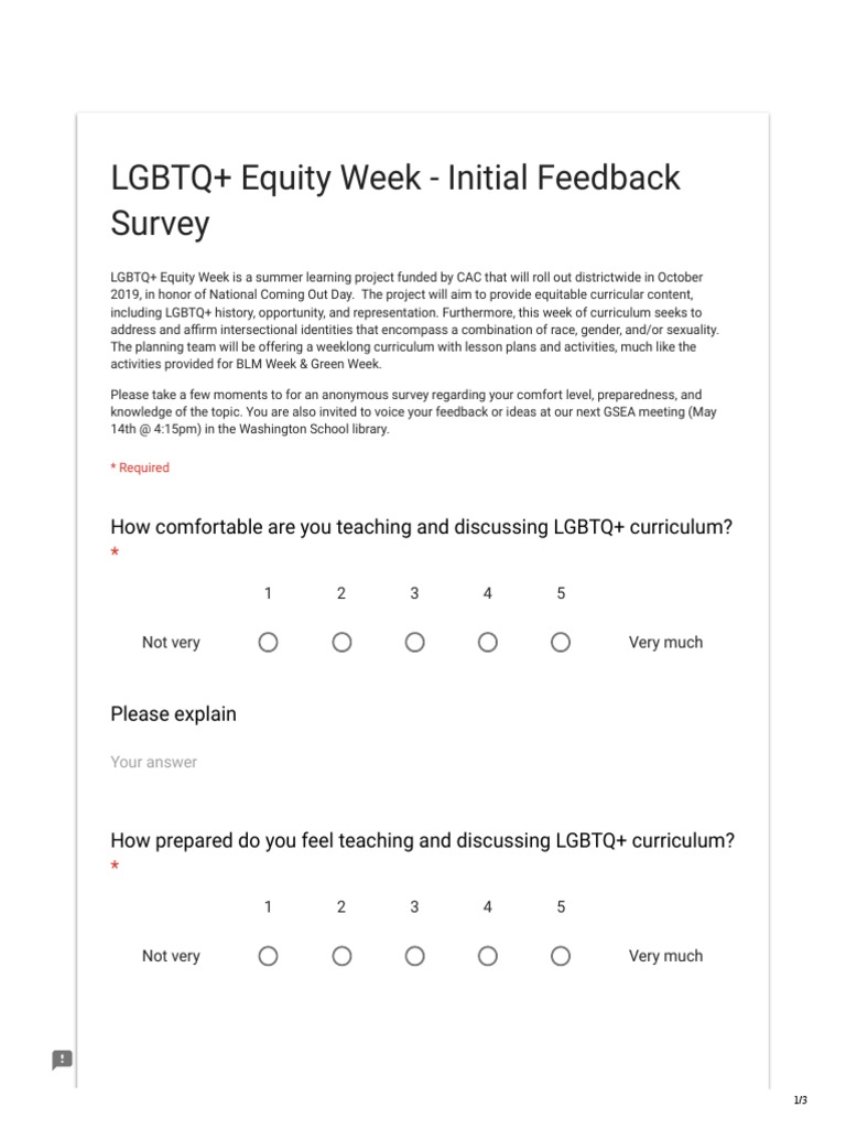 LGBTQ Equity Week - Survey | Lgbt | LGBTQIA+ Studies