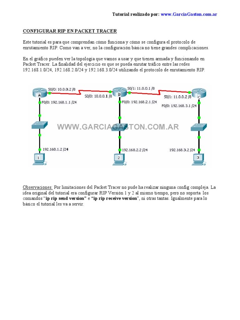 RIP Packet Tracer | Descargar gratis PDF | Enrutador (Computación) | Gateway (Telecomunicaciones)