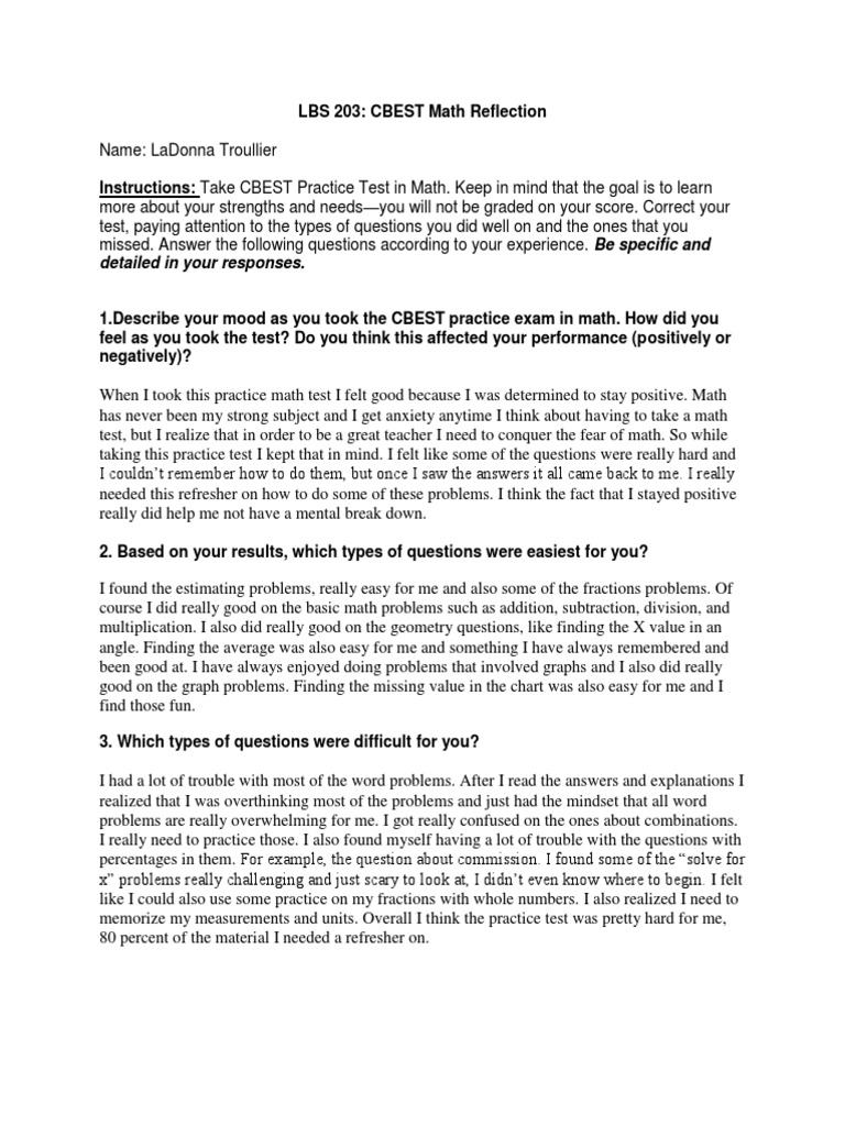 Math Reflection | PDF | Teaching Mathematics | Question