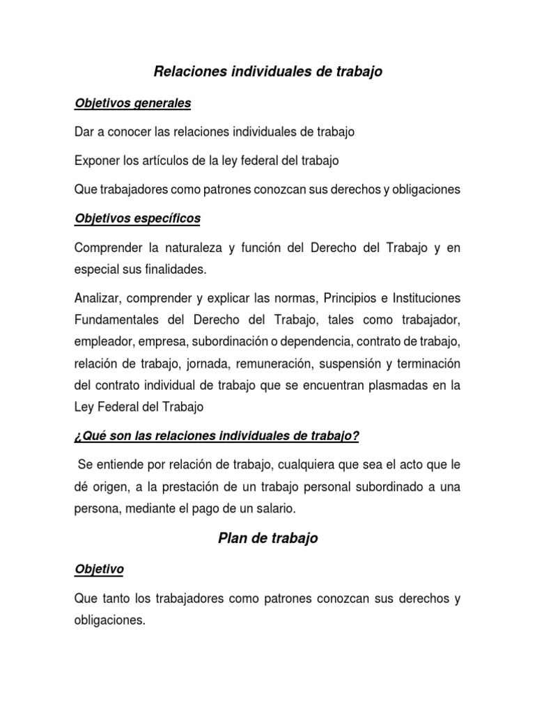 Relaciones Individuales de Trabajo | PDF