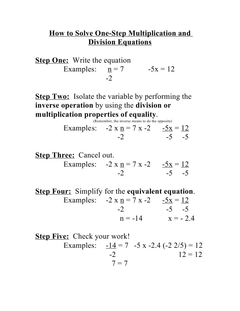 How To One Step Multiplication Division | PDF