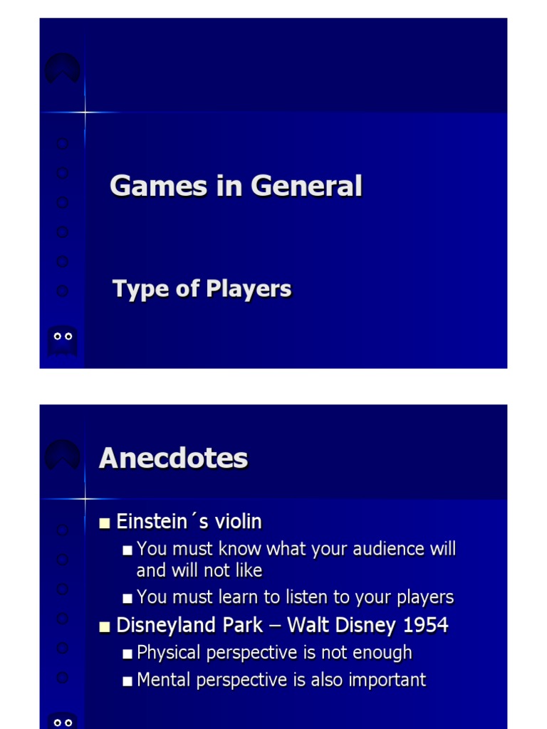 Games in General: Type of Players | PDF | Video Games | Mud