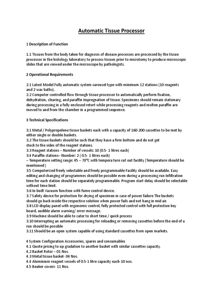 Automatic Tissue Processor PDF | PDF | Histology | Manufactured Goods