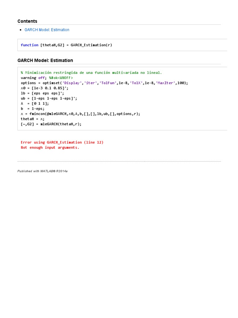 GARCH Estimation PDF | PDF | Teaching Methods & Materials