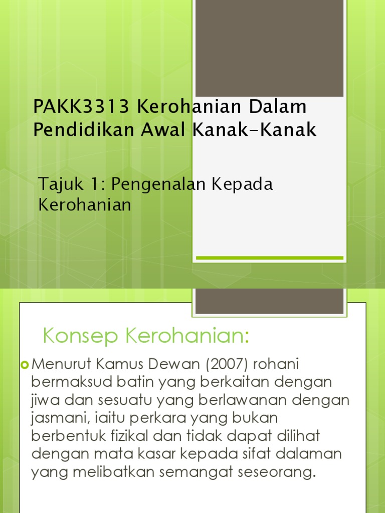 Definisi dan Aspek Kerohanian dalam Pendidikan | PDF | Agama ...