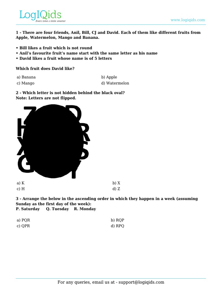 Logical Reasoning Questions: Identifying Patterns and Relationships in ...