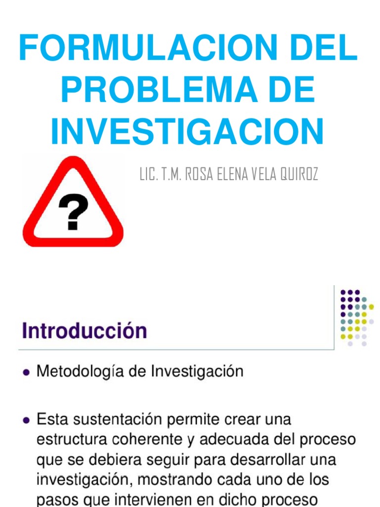Formulacion Del Problema de Investigacion | PDF