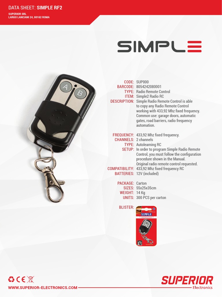 Simple 2 4 Datasheet En-1 | PDF | Remote Control | Radio