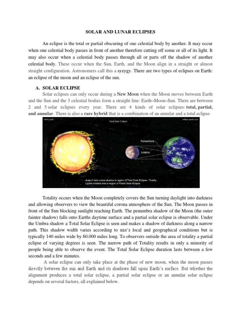 Solar and Lunar Eclipses | PDF | Solar Eclipse | Eclipse