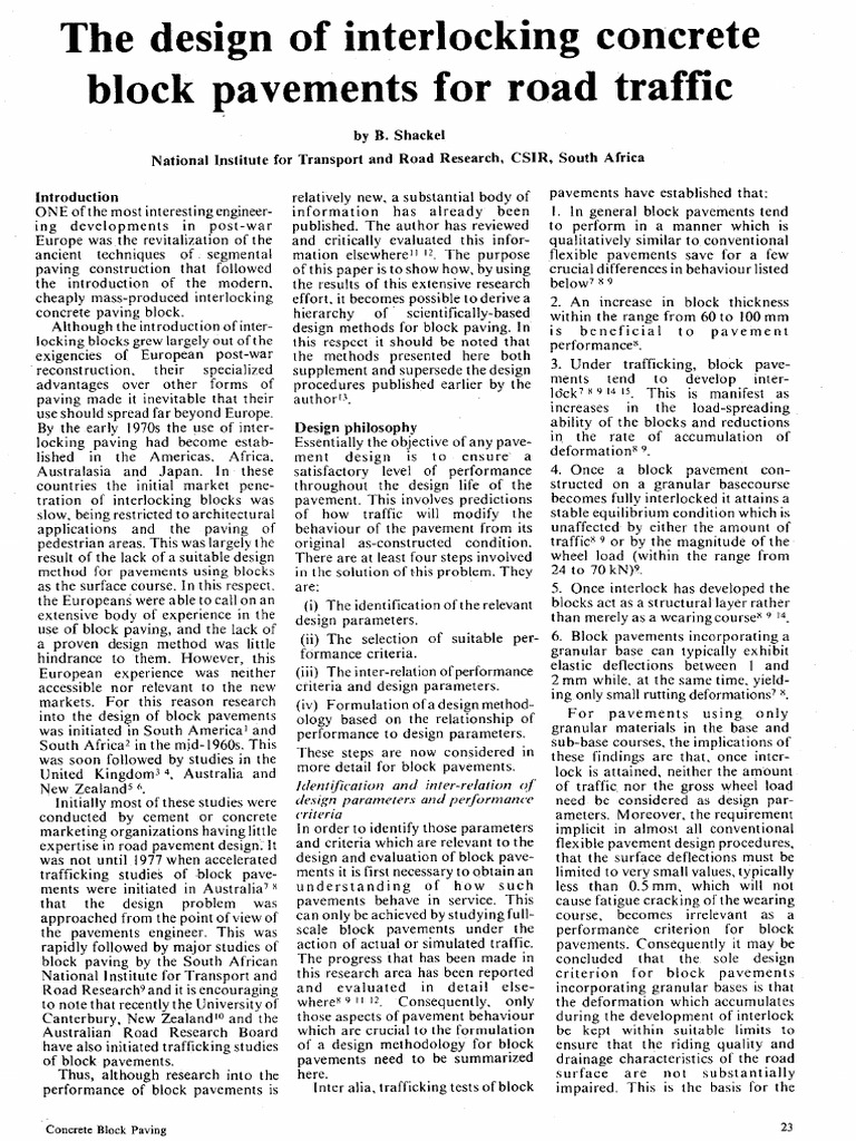The Design of Interlocking Concrete Block Pavements for Road Traffic ...