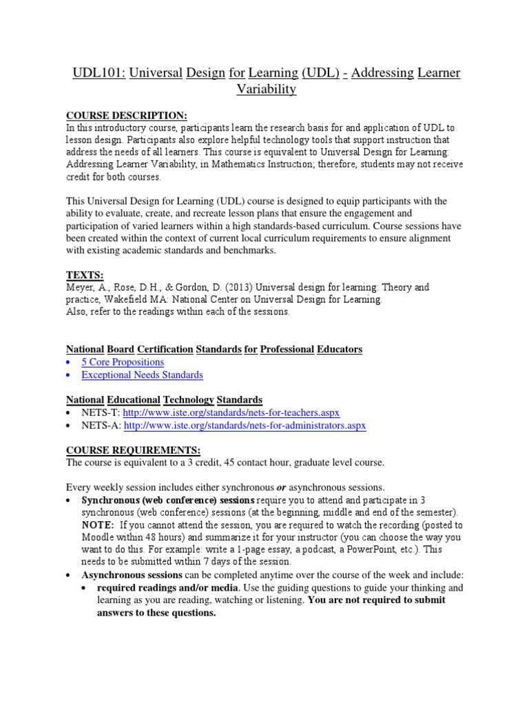 UDL101: Universal Design For Learning (UDL) - Addressing Learner Variability | PDF | Curriculum ...