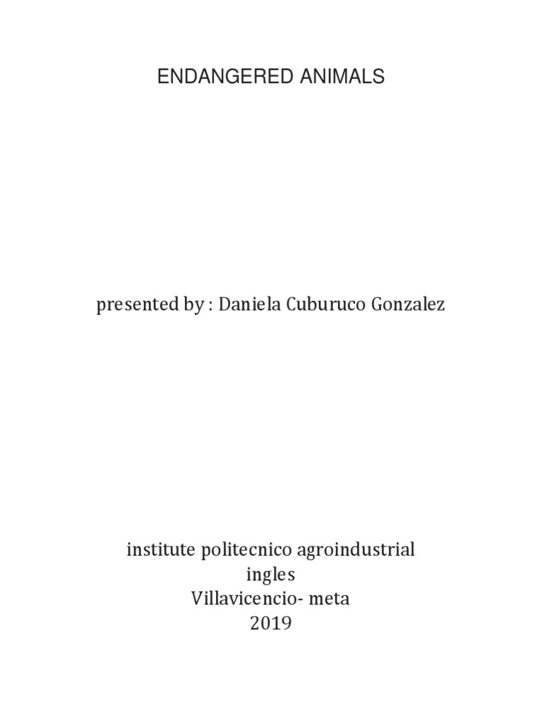 Endangered Animals | PDF | Extinction | Biodiversity