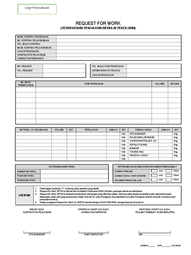 Request For Work | PDF