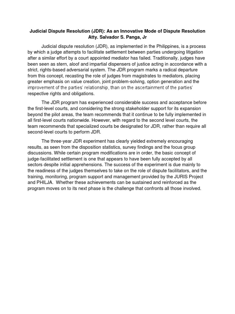 Judicial Dispute Resolution | PDF