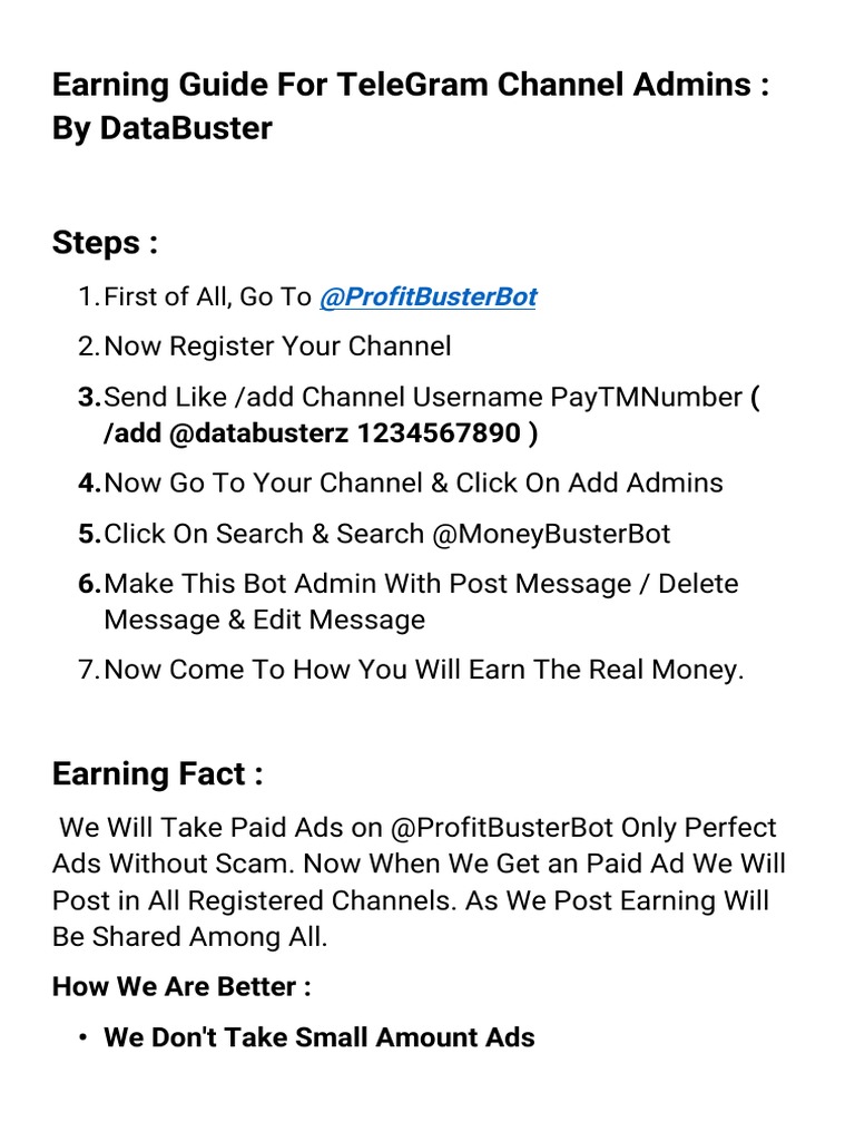 Guide to Earning Money by Sharing Advertisements as an Administrator for the TeleGram Channel ...