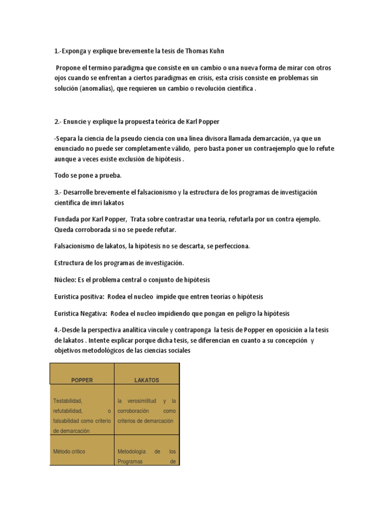 Popper y Lakatos: Paradigmas Científicos | PDF | Paradigma | Karl Popper