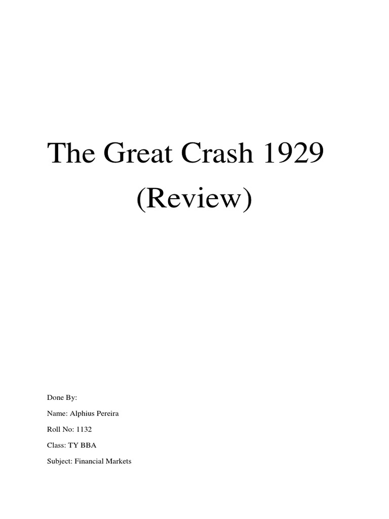 Finance Students' Crash Analysis | PDF | Wall Street Crash Of 1929 ...