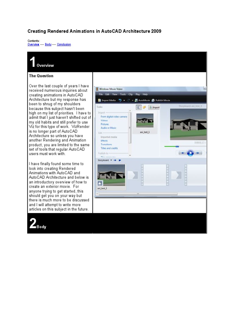 Creating Rendered Animations in AutoCAD Architecture 2009 | PDF | Camera | Frame Rate