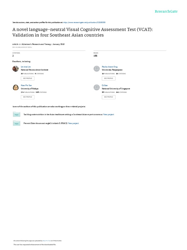 A Novel Language-Neutral Visual Cognitive Assessme | PDF | Dementia ...
