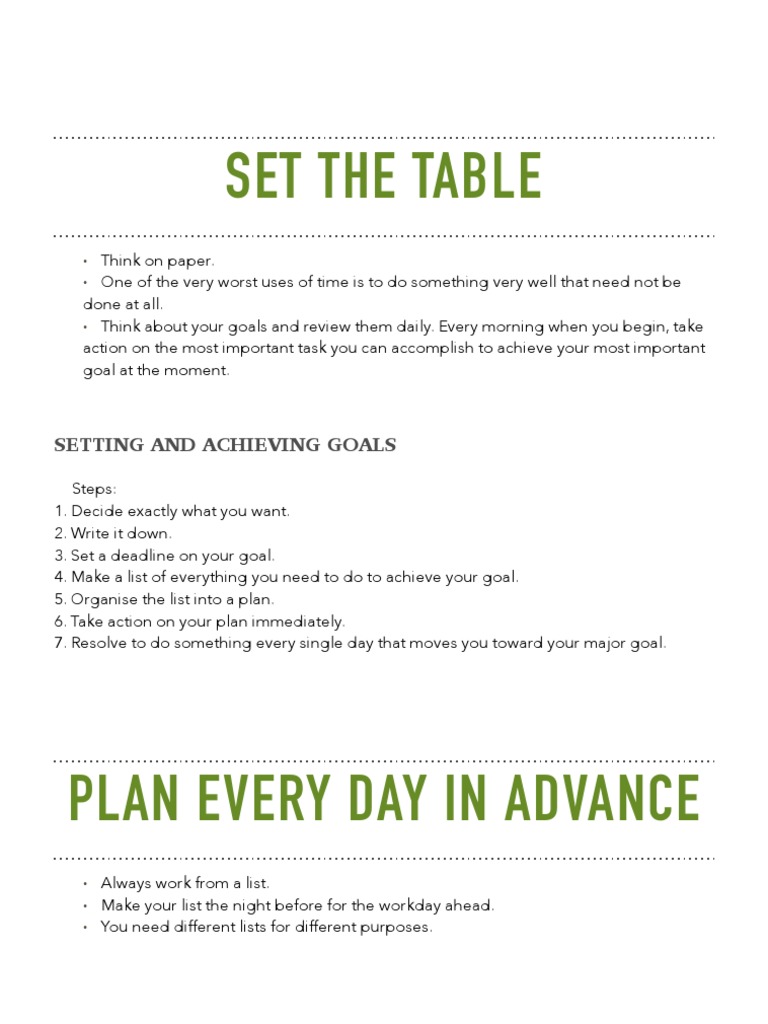 Set The Table: Setting and Achieving Goals | PDF | Delayed ...