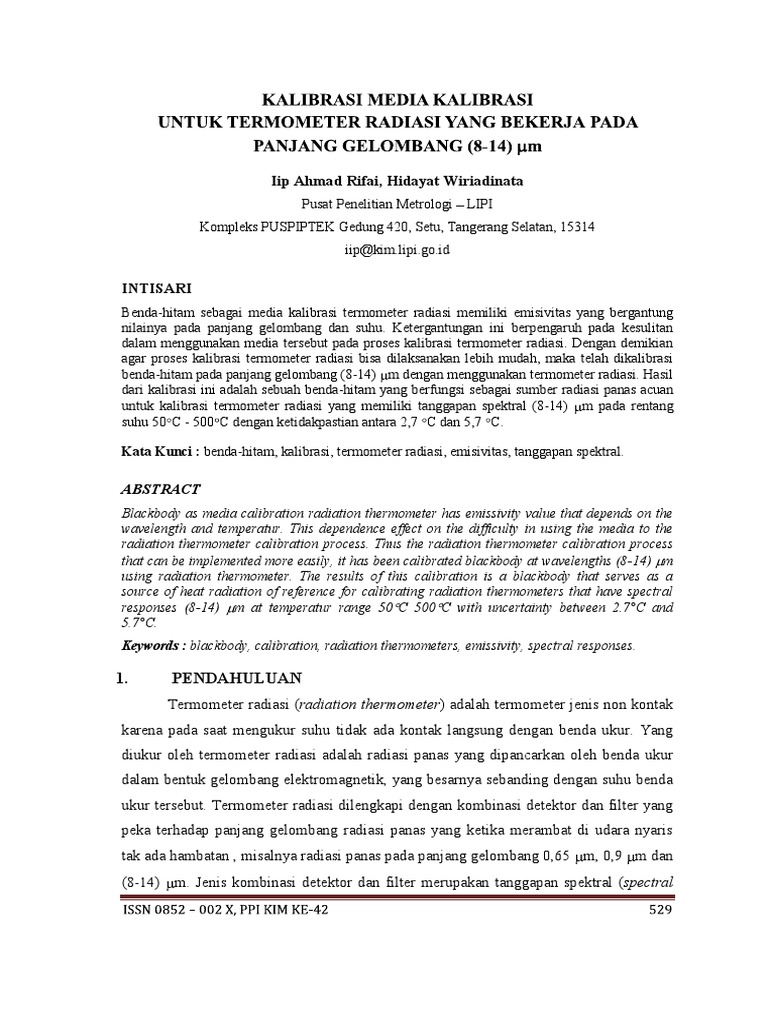 Kalibrasi Media Kalibrasi Untuk Termometer Radiasi Yang Bekerja Pada ...
