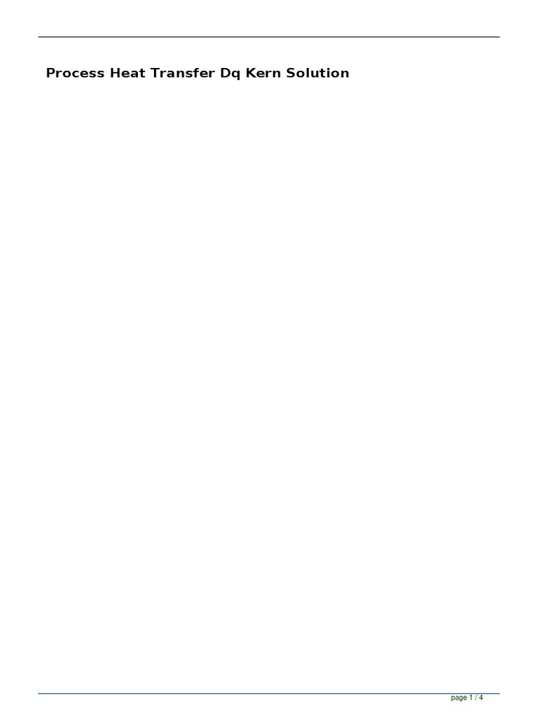 Process Heat Transfer DQ Kern Solution | PDF | Heat | Heat Transfer