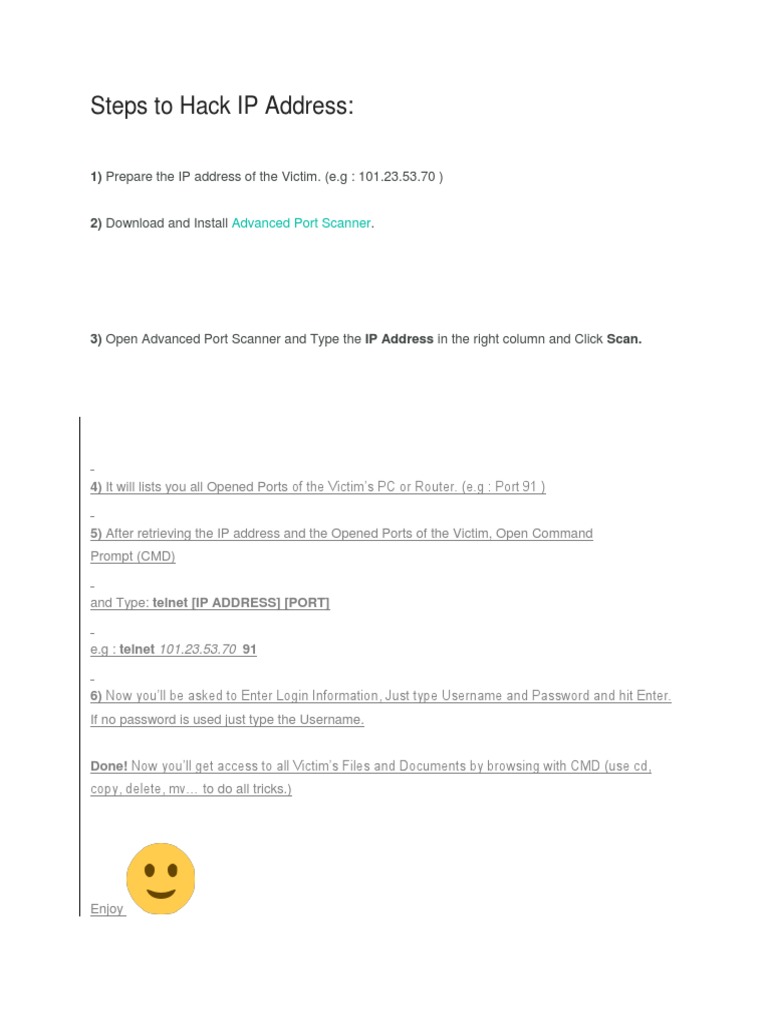 Steps To Hack IP Address | PDF
