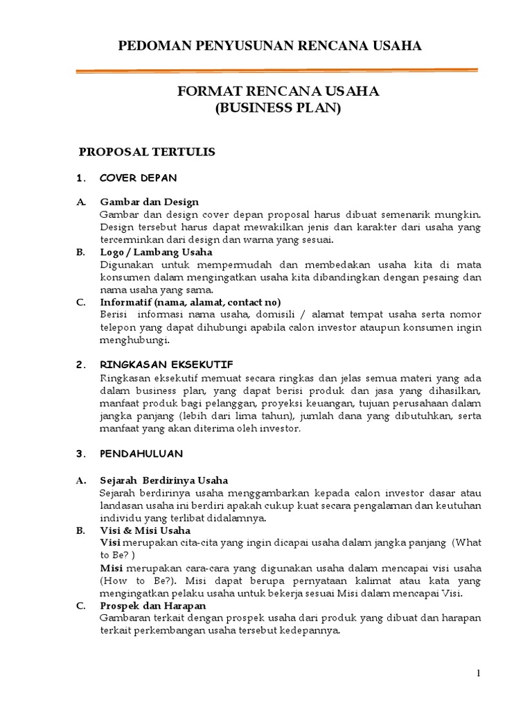 Panduan Penyusunan Rencana Usaha | PDF | Karier & Perkembangan