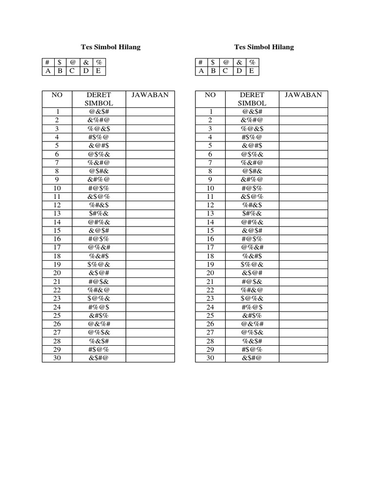 Tes Simbol Hilang Dan Penalaran | PDF