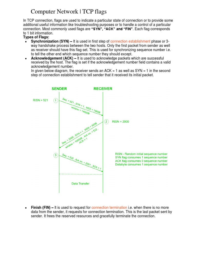 Computer Network - TCP Flags | PDF