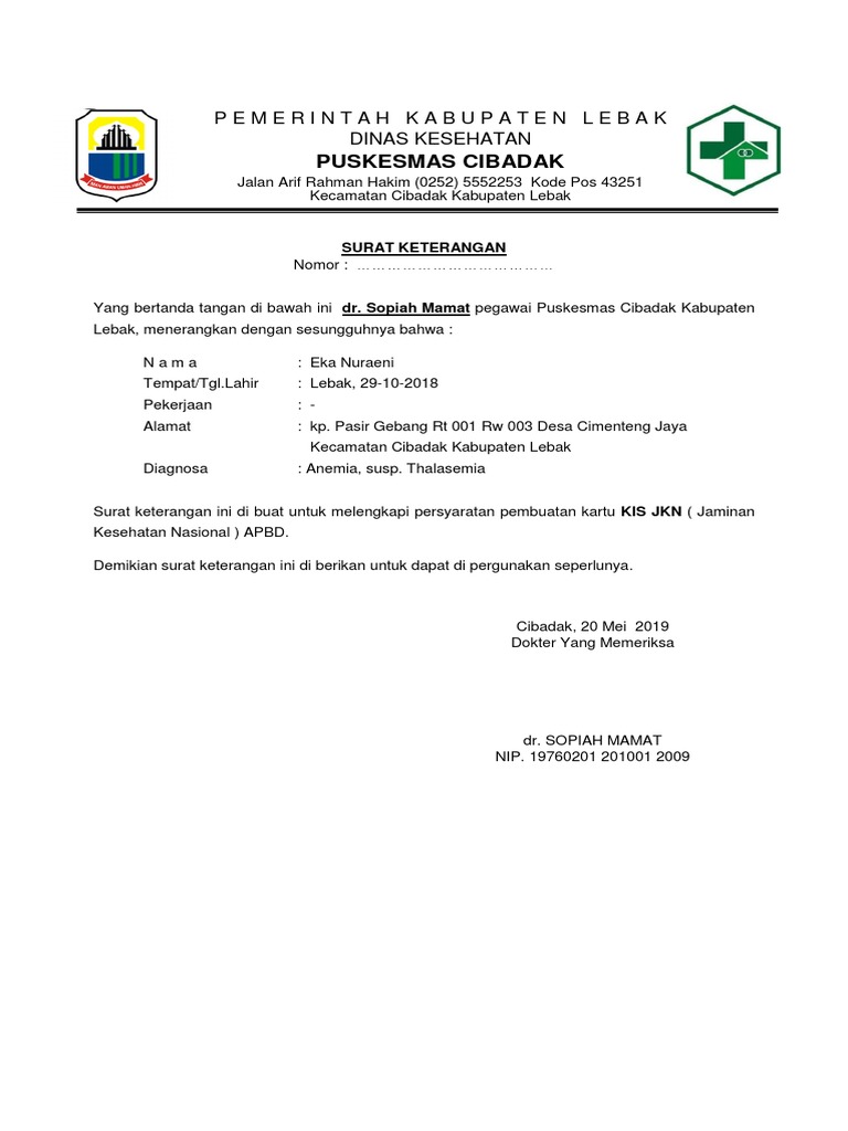 Surat Keterangan JKN Apbd | PDF