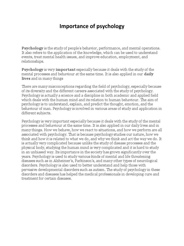 Importance of Psychology | PDF
