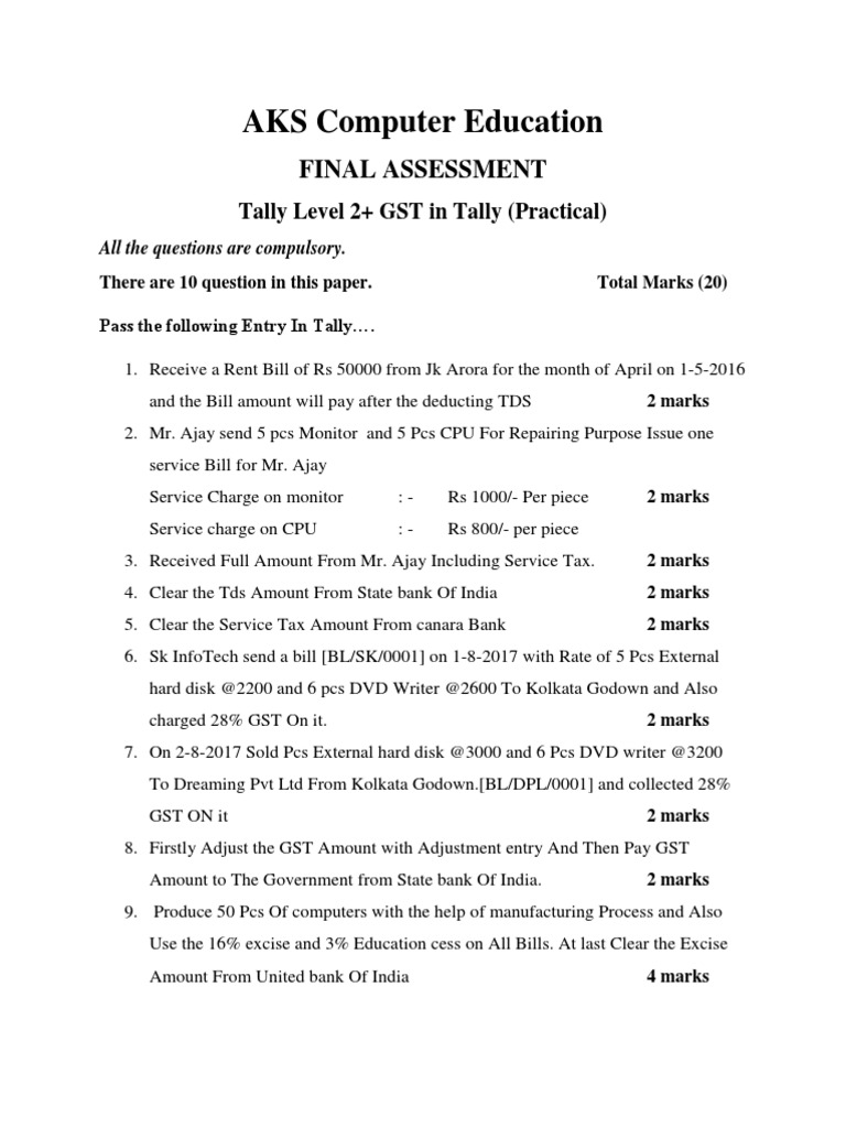 GST Practical Test 1 | PDF