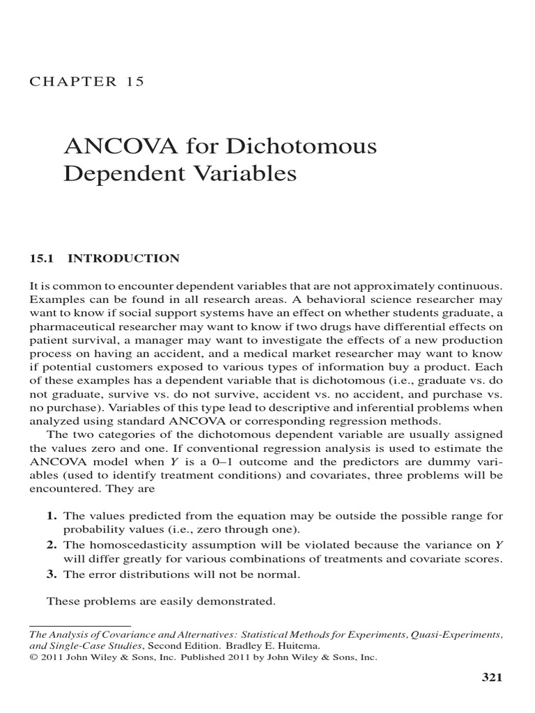 Chapter 15 ANCOVA For Dichotomous Dependent Variables | PDF | Logistic ...