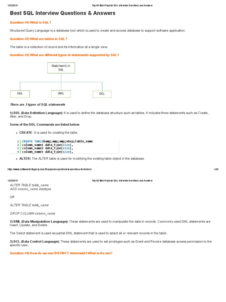 Top SQL Interview Questions | PDF | Relational Database | Sql