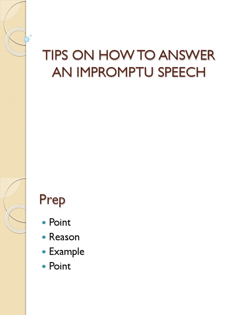 Tips On Answering Impromptu Speech | PDF