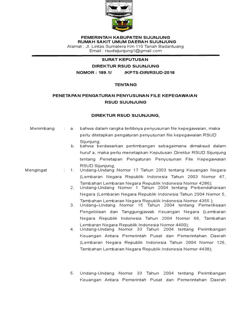 SK Tim File Kepegawaian | PDF