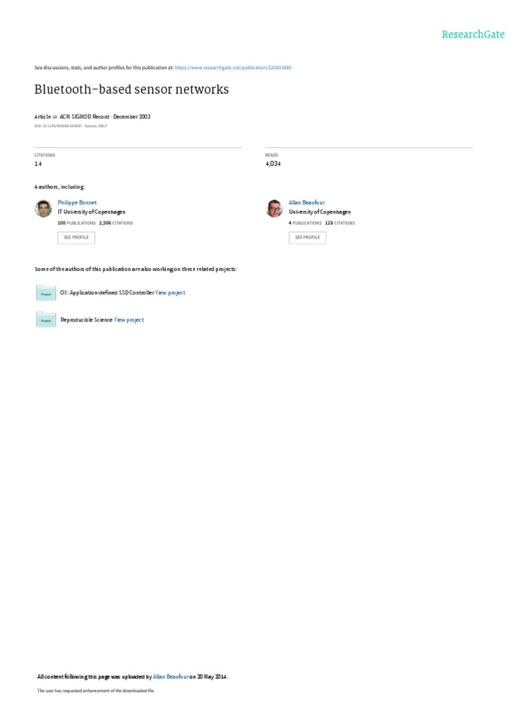 Bluetooth Sensor Networks Overview | PDF | Web 2.0 | Computer Networking