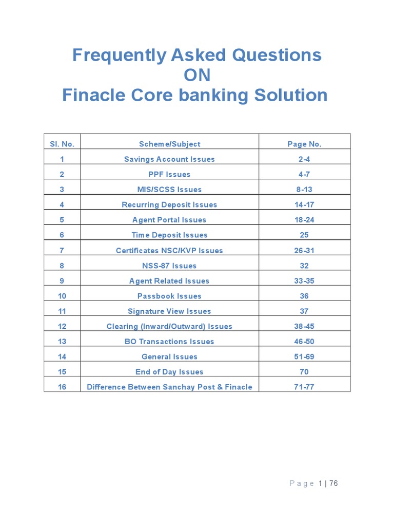 Frequently Asked Questions ON Finacle Core Banking Solution | Download ...