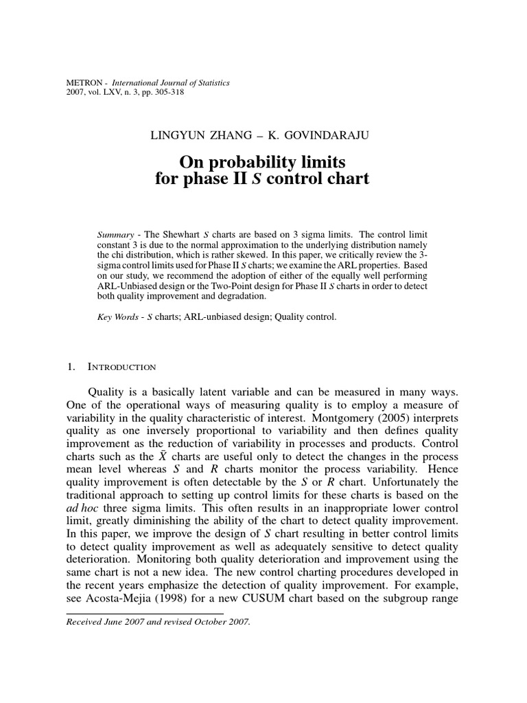 On Probability Limits For Phase II Control Chart | PDF | Standard ...