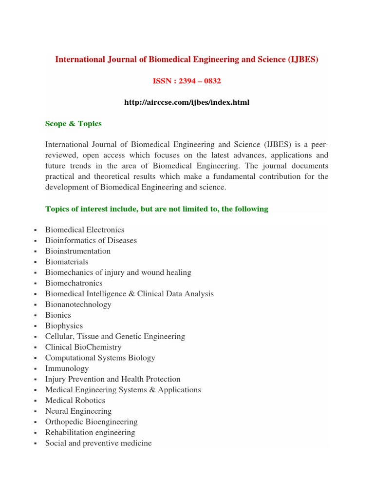 International Journal of Biomedical Engineering and Science IJBES | PDF