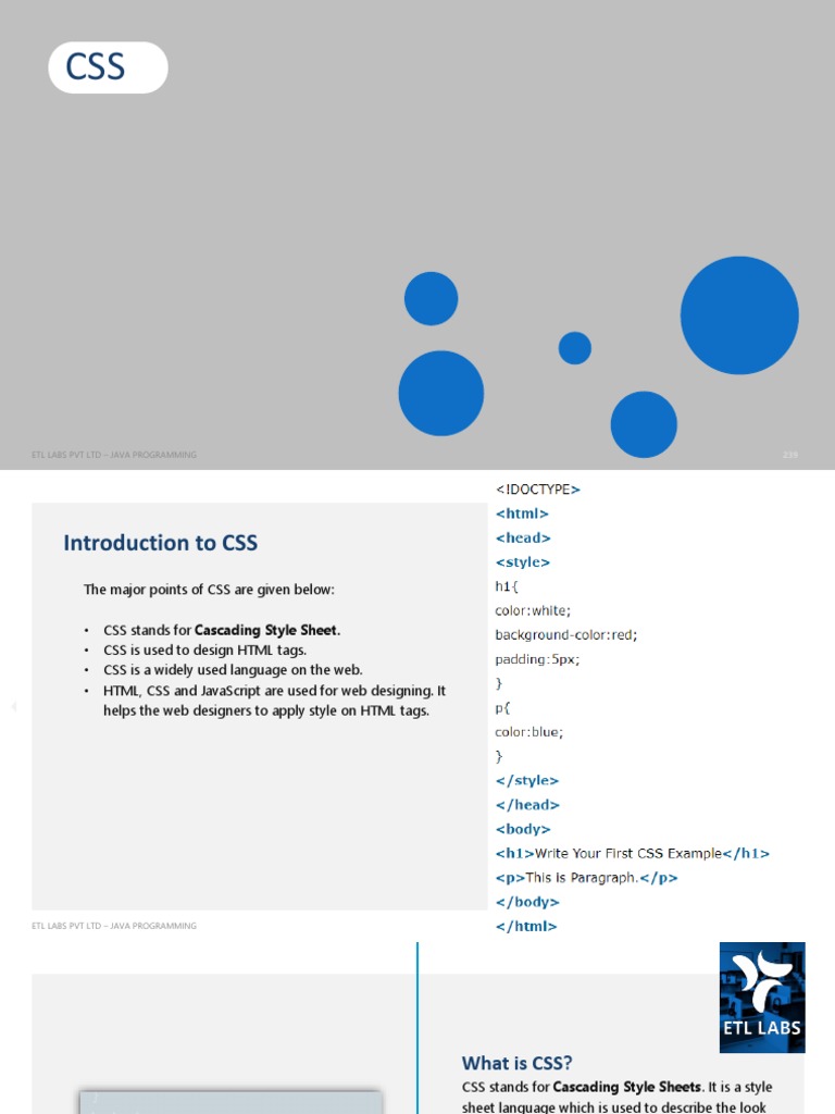 Etl Labs PVT LTD - Java Programming | PDF | Cascading Style Sheets ...