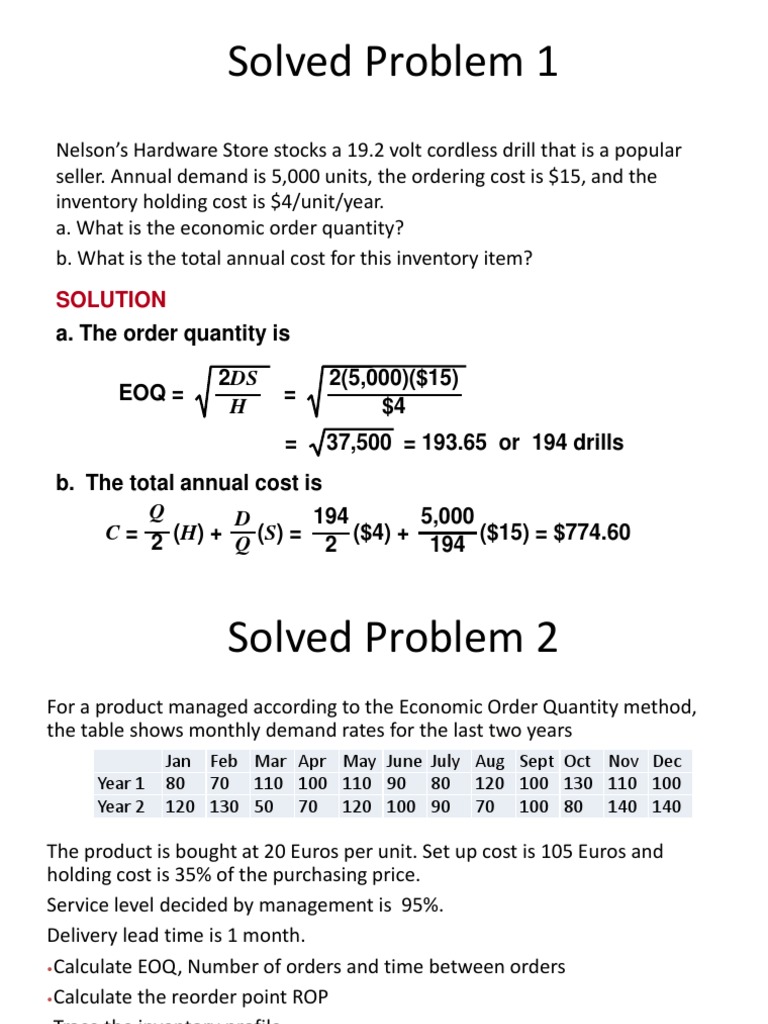 Inventory Management Self Study Exercises | PDF | Standard Deviation ...